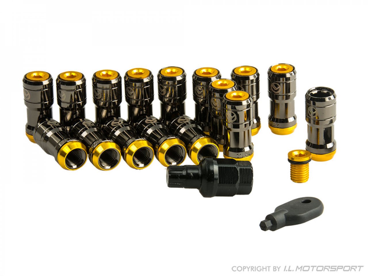 MX-5 Customized wheel lock set 16 pieces gold, M12 x 1.5