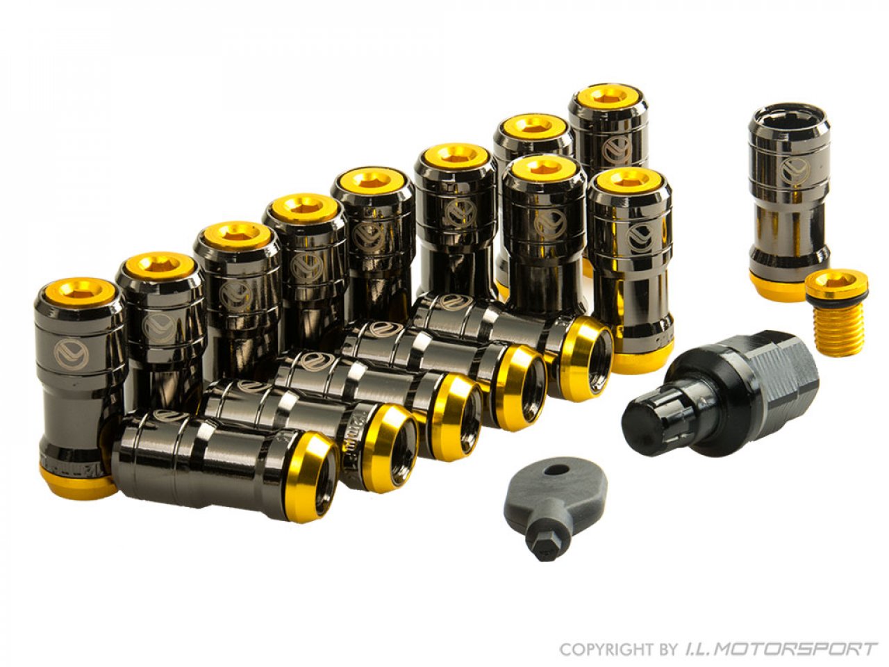 MX-5 Customized wheel lock set 16 pieces gold, M12 x 1.5